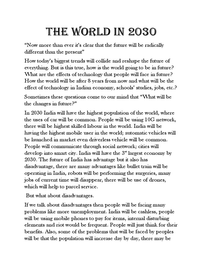 The World in 2030 | PDF | Oxygen | Educational Technology