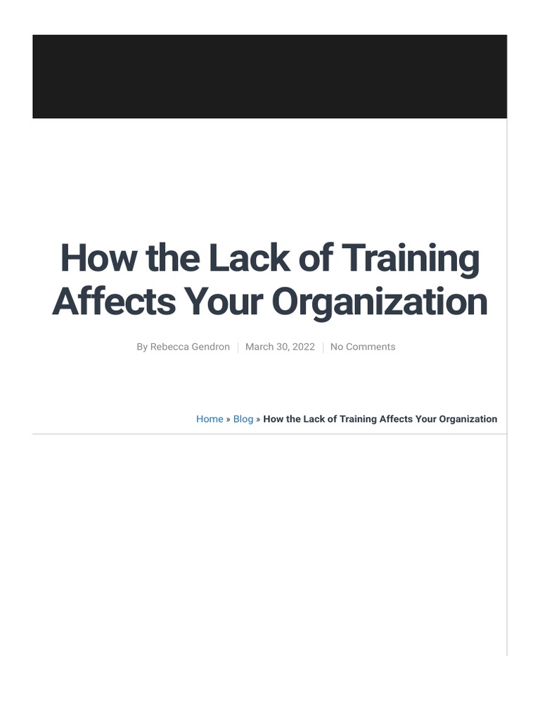 How The Lack of Training Affects Your Organization | PDF | Employee ...