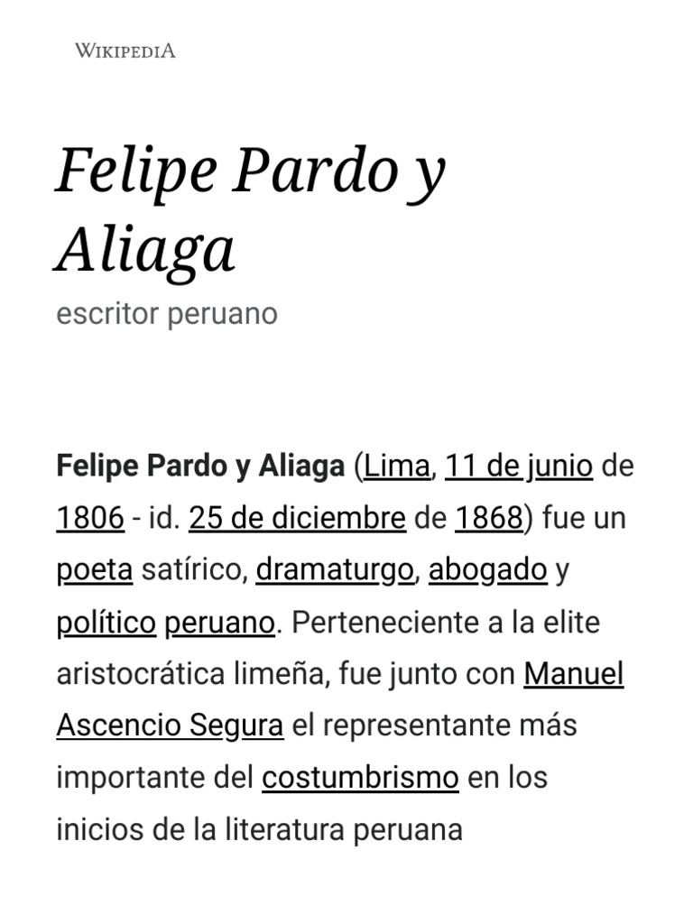 Felipe Pardo y Aliaga: Crítico y Literato | PDF | Clásicos