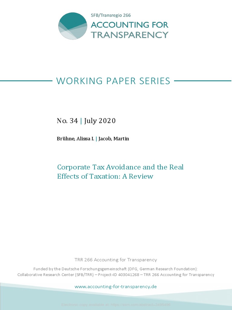 TA - Bruehne, A. and Jacob, M., 2019. Corporate Tax Avoidance and The Real Effects of Taxation ...