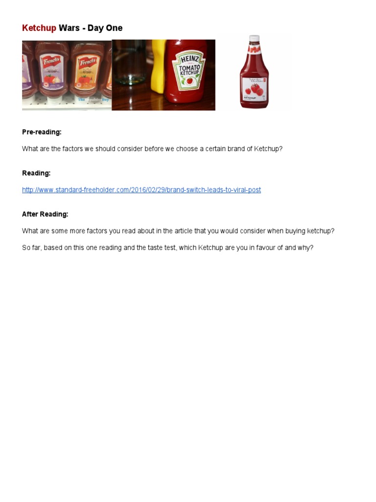 Ketchup Wars Reading | PDF | Understanding | Thought