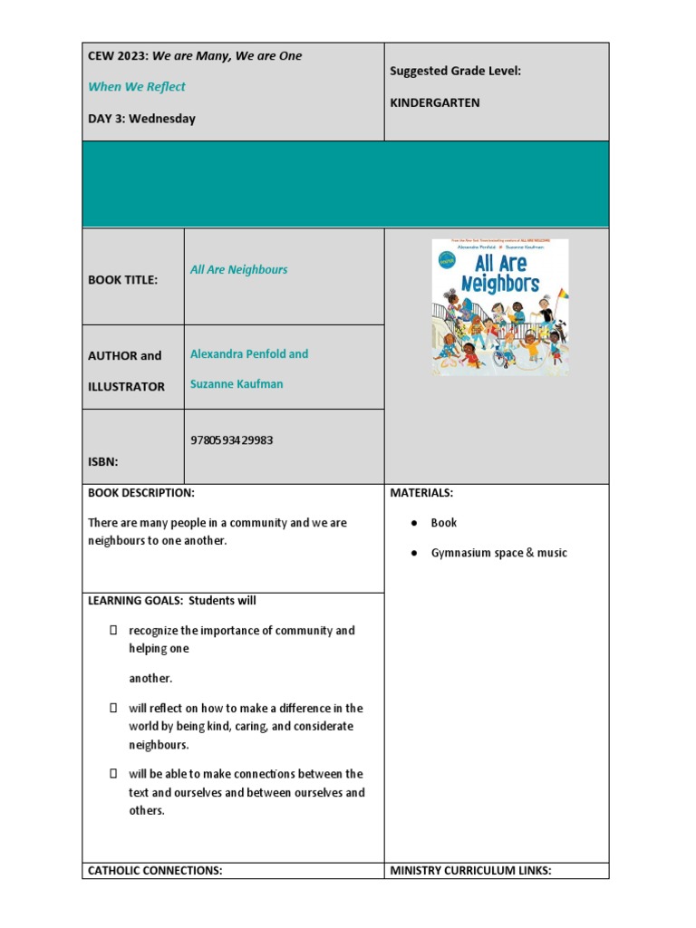 Kindergarten Community Reflection Activities | PDF | Jesus | Prayer