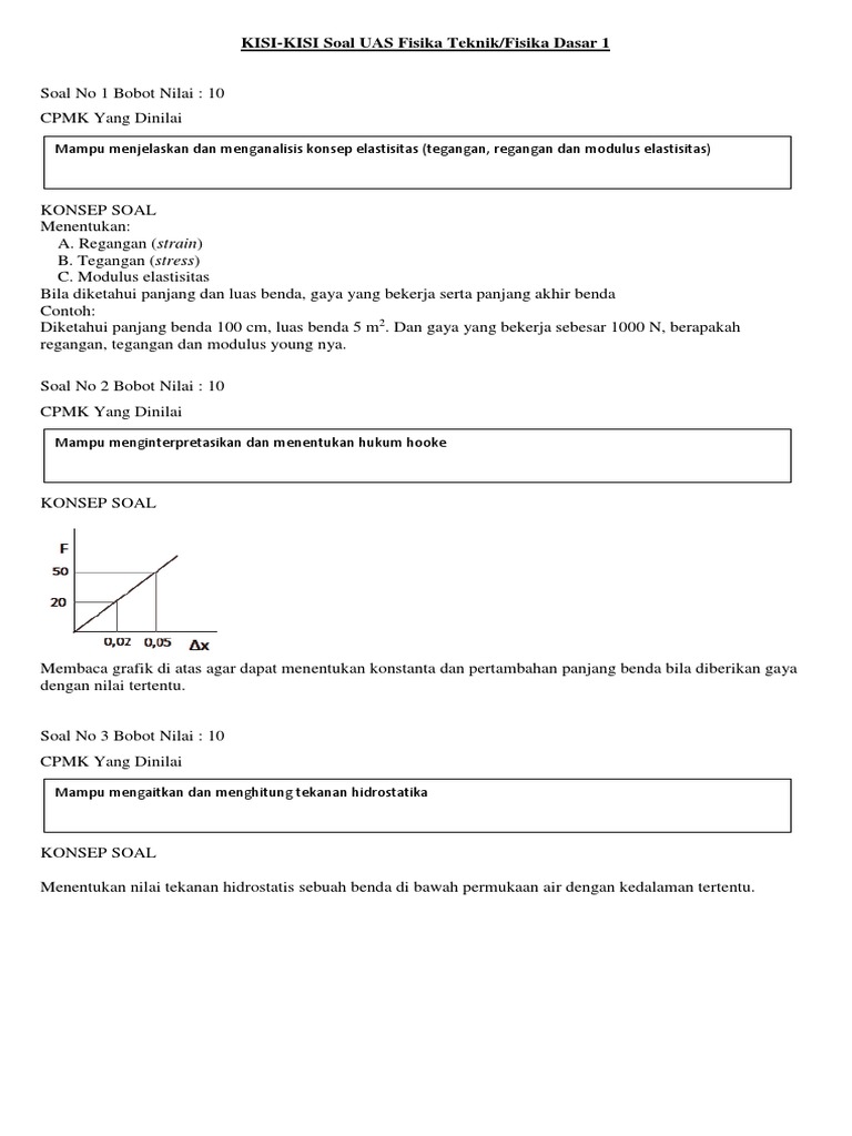 Kisi-Kisi UAS Fisika Teknik & Fisika Dasar 1 | PDF