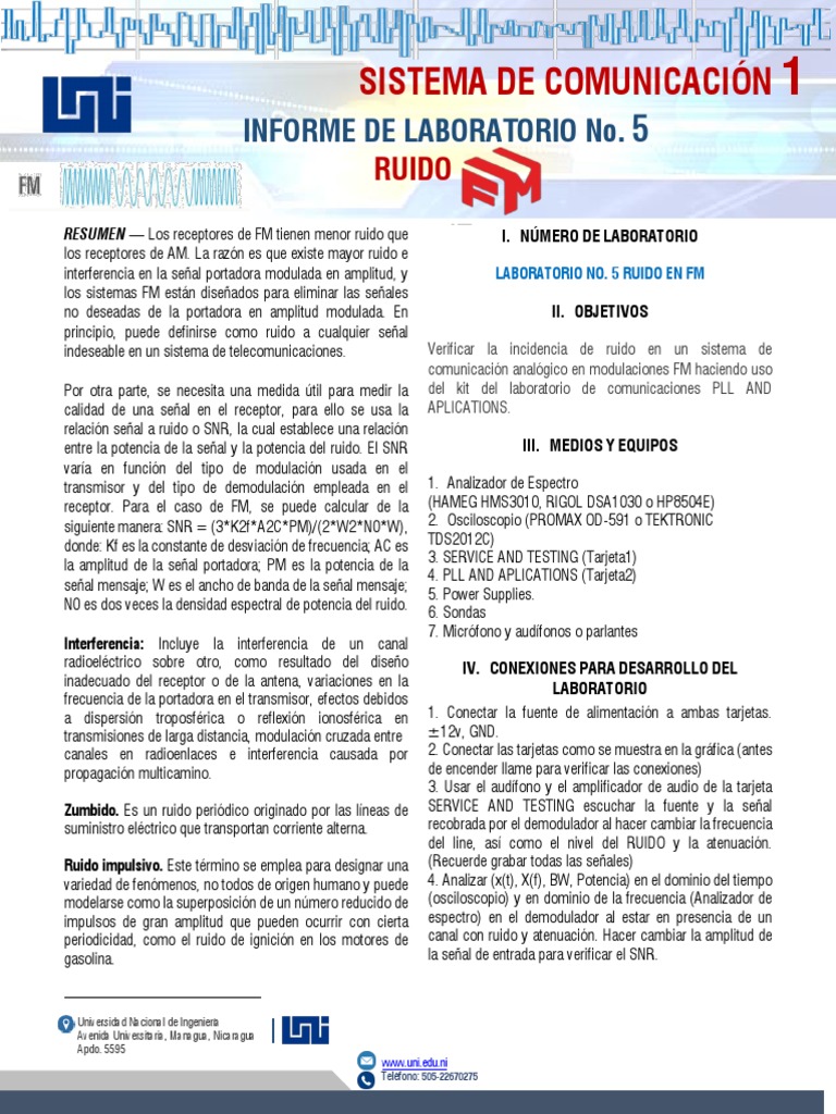 Informe de Laboratorio No. 5 Edgard Garcia Comunic. 1 | PDF | Modulación de frecuencia | Modulación
