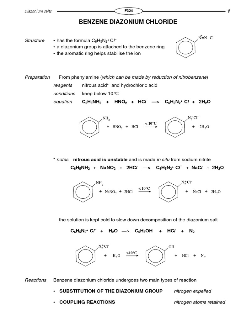 Diazonium Salts | PDF | Atoms | Organic Compounds