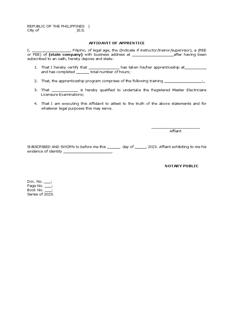 Rme Affidavit of Apprenticeship | PDF