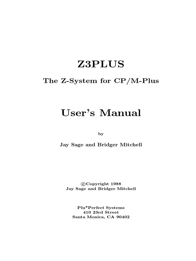 ZCPR3 For CP-M + Manual Z3plus | PDF | Command Line Interface | Shell (Computing)