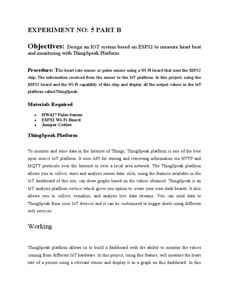 Expt 10 Heart Beat With Thinkspeak Part B | PDF | Internet Of Things | Software