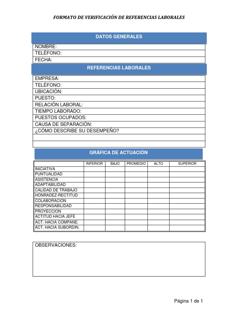 Referencias Laborales | PDF