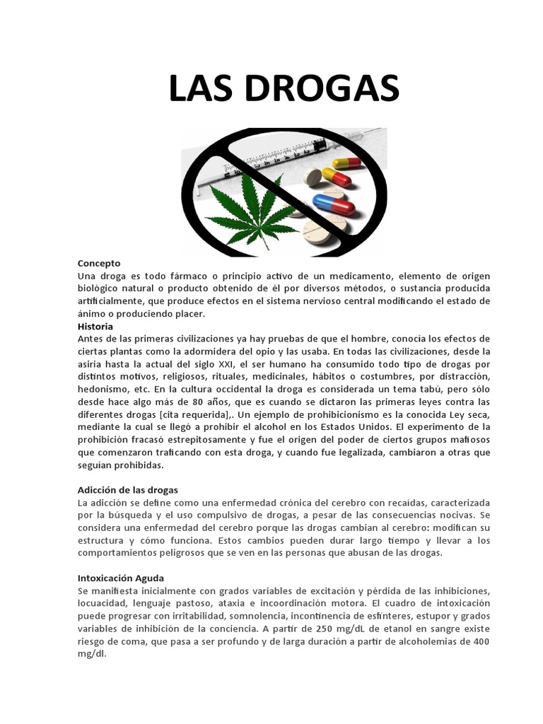 Las Drogas Una Hojaaaaa | PDF | La dependencia de sustancias | Drogas