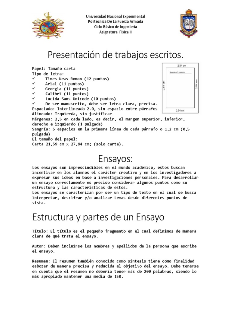 Presentación de Trabajos Escritos | PDF | Ensayos