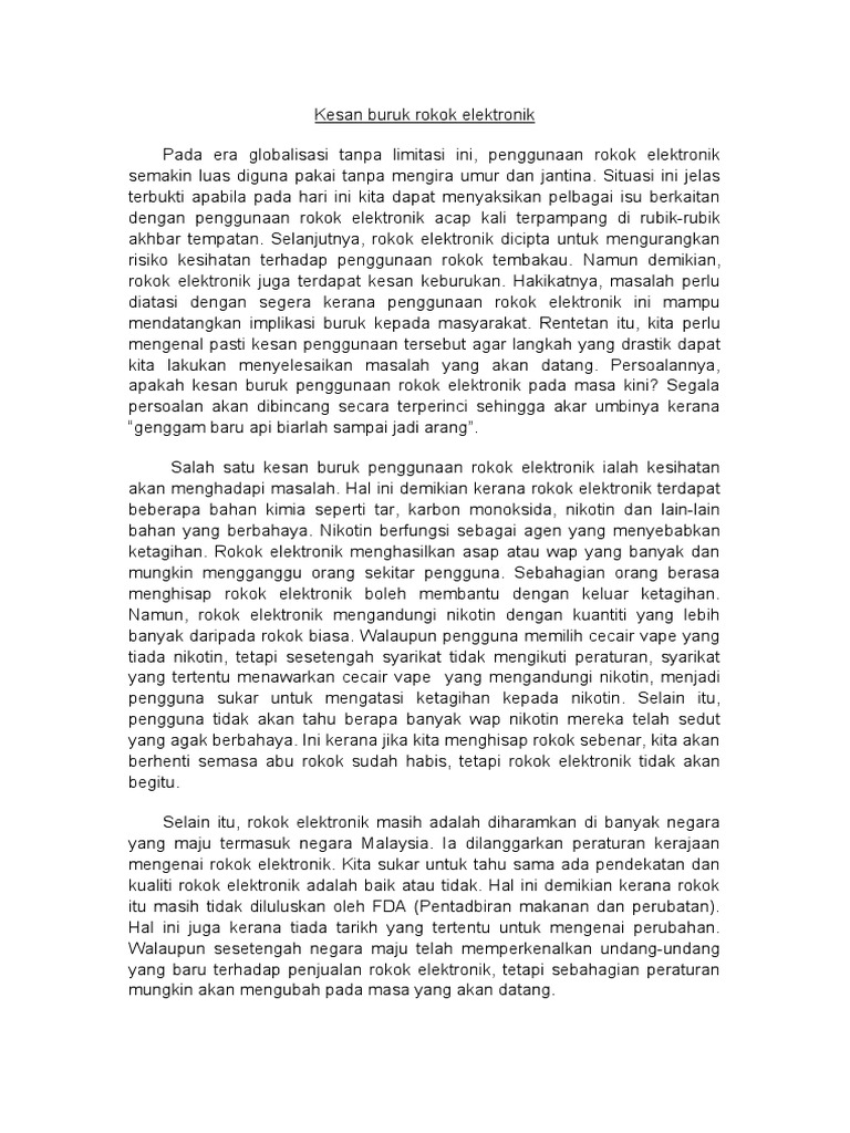 Kesan Buruk Rokok Elektronik | PDF