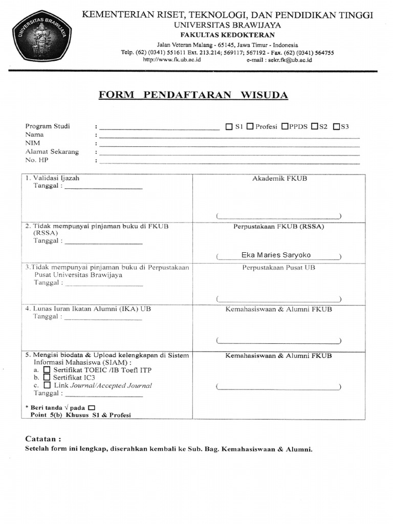 Form Pendaftaran WIsuda-1 | PDF