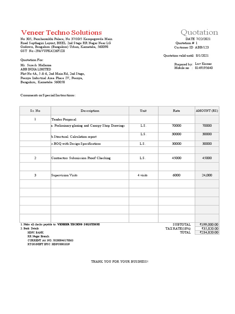 ABB Quotation Rev 01 | PDF