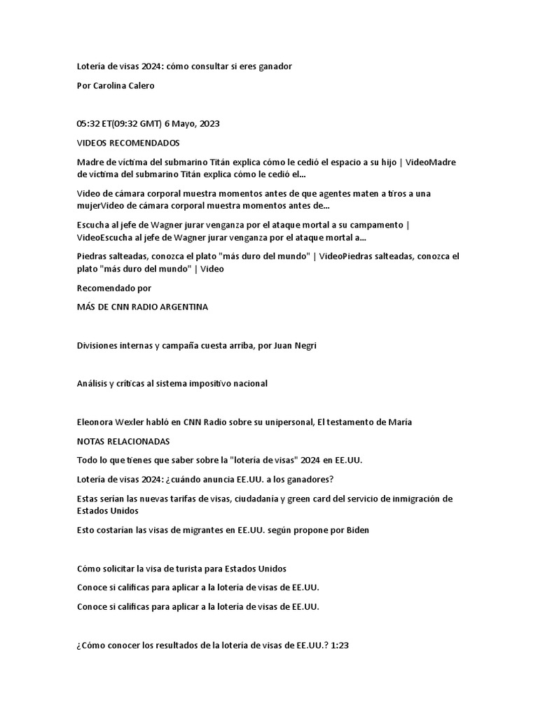 CLotería de Visas 2024 | PDF | Migración humana | Inmigración