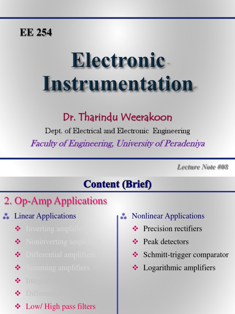 EE254 - LN - 08 - Op-Amp Applications - V (High-Pass and Low-Pass ...
