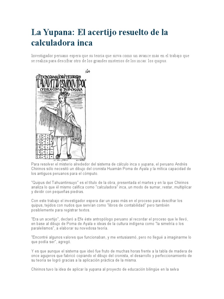 Calculadora Inca | PDF | Matemáticas