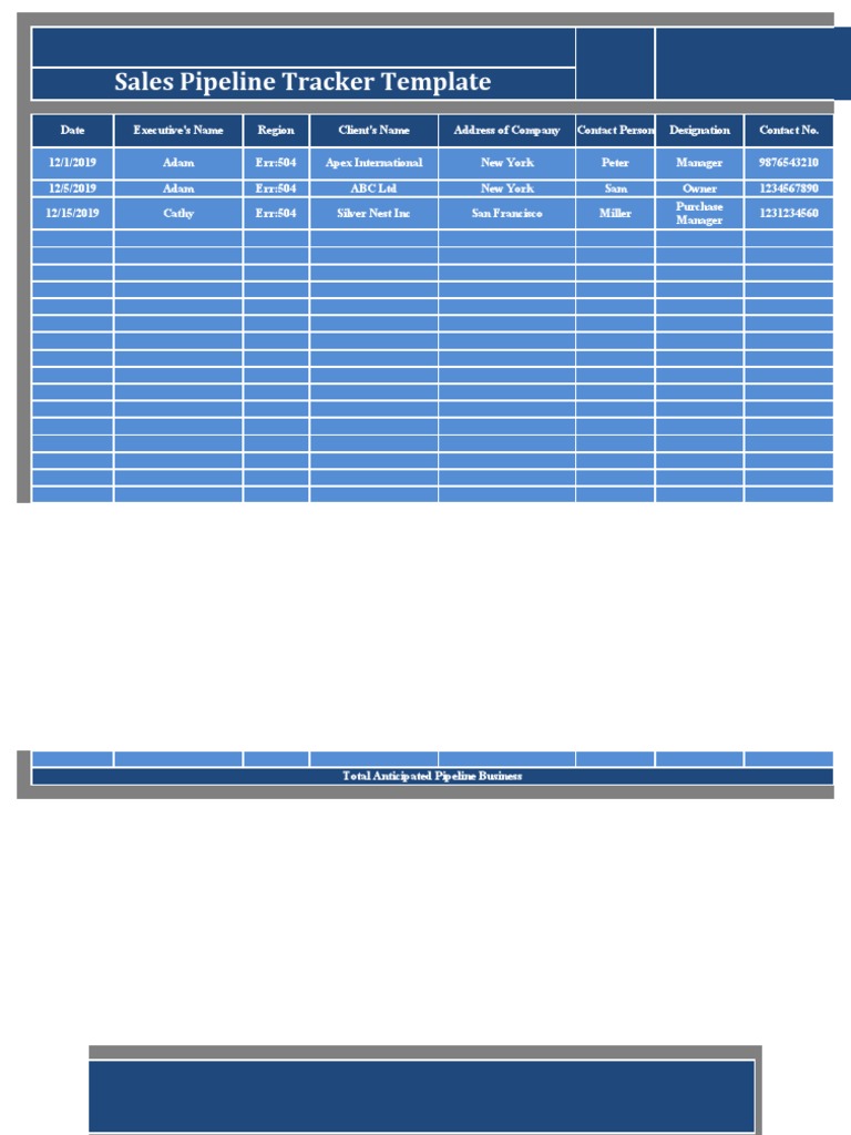Sales Pipeline Tracker Excel Template | PDF