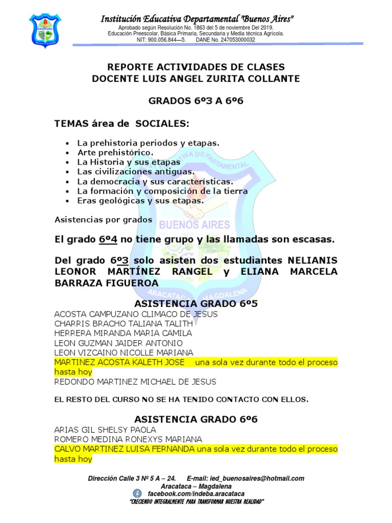 Reporte de Actividades de Clases Luis Angel Zurita Collante | PDF ...