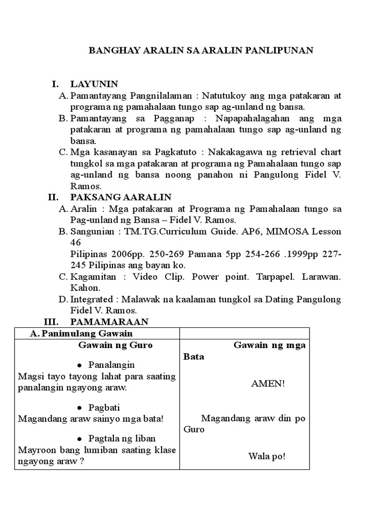 Banghay Aralin Sa Aralin Panlipunan | PDF Banghay Aralin Sa Aralin Panlipunan | PDF