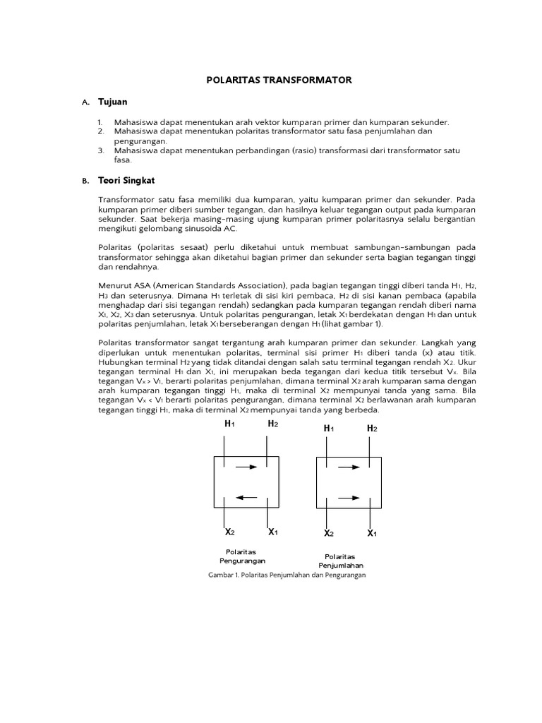 Polaritas Transformator Satu Fasa | PDF