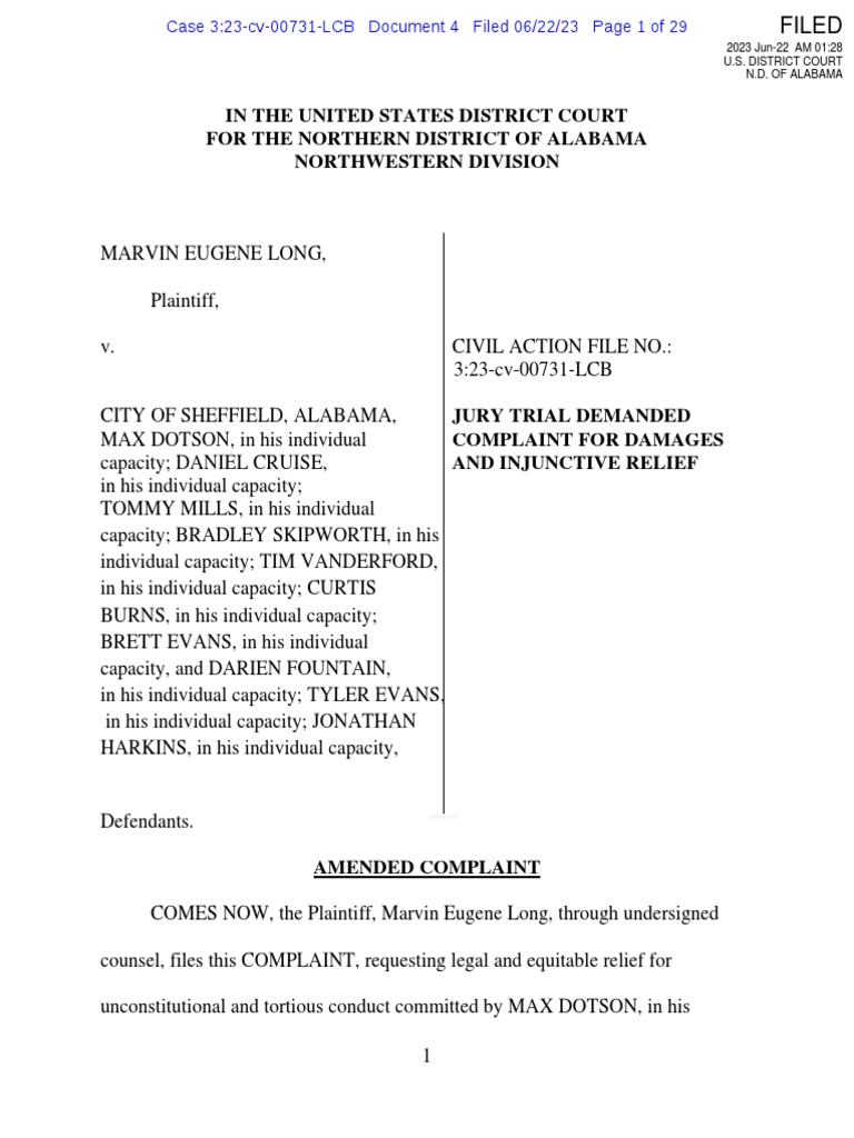 Marvin Long Ammended Lawsuit | PDF | Damages | Complaint
