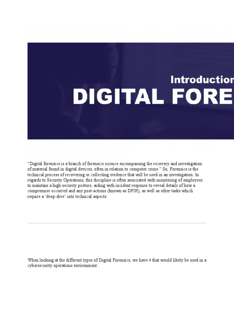 Digital Forensics | PDF | Computer Forensics | Digital Forensics