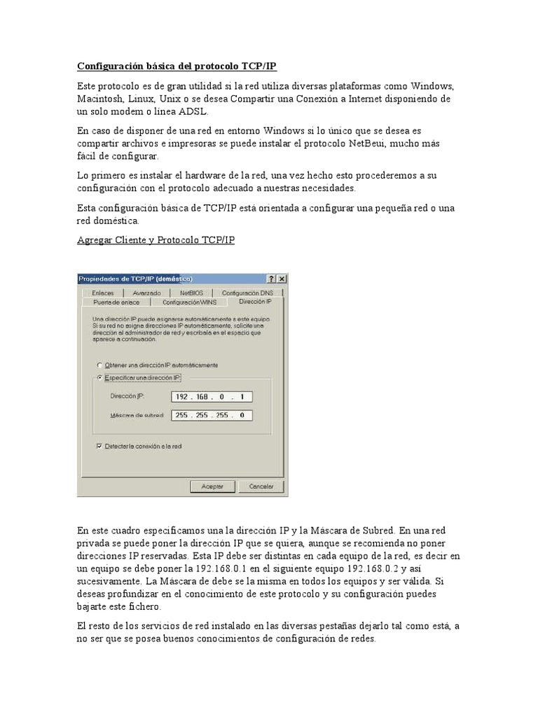 Configuración Básica Del Protocolo TCP | PDF | Controlador de interfaz ...