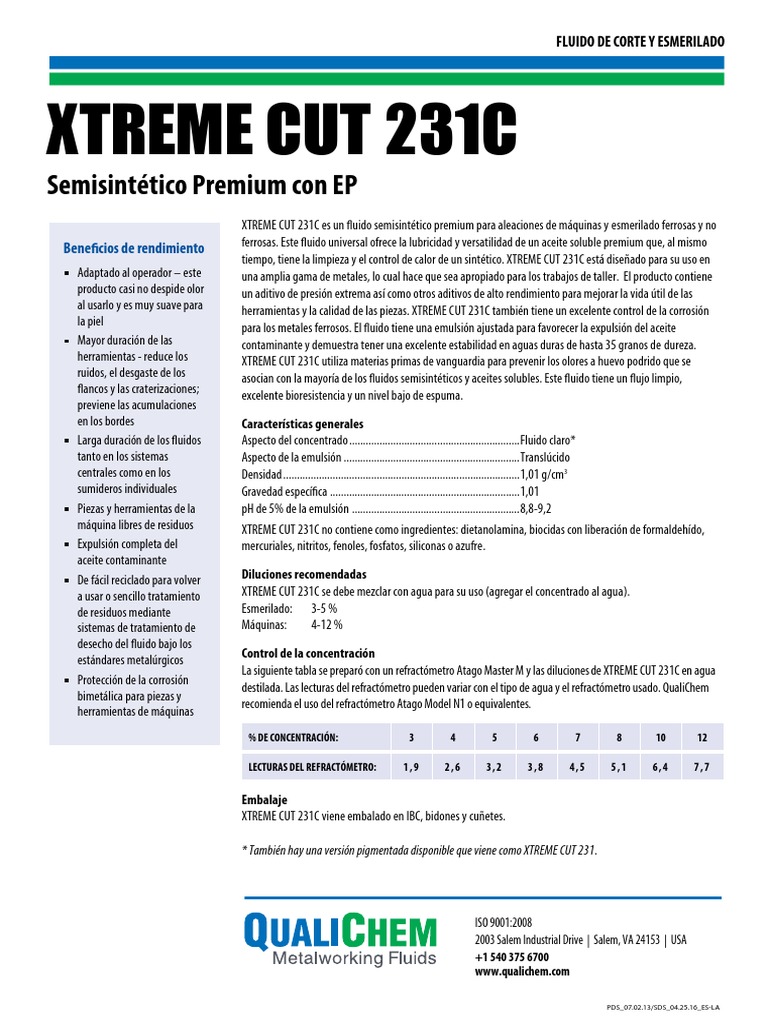 FICHA TECNICA - X-TREME CUT 231C | PDF | Sector secundario de la ...