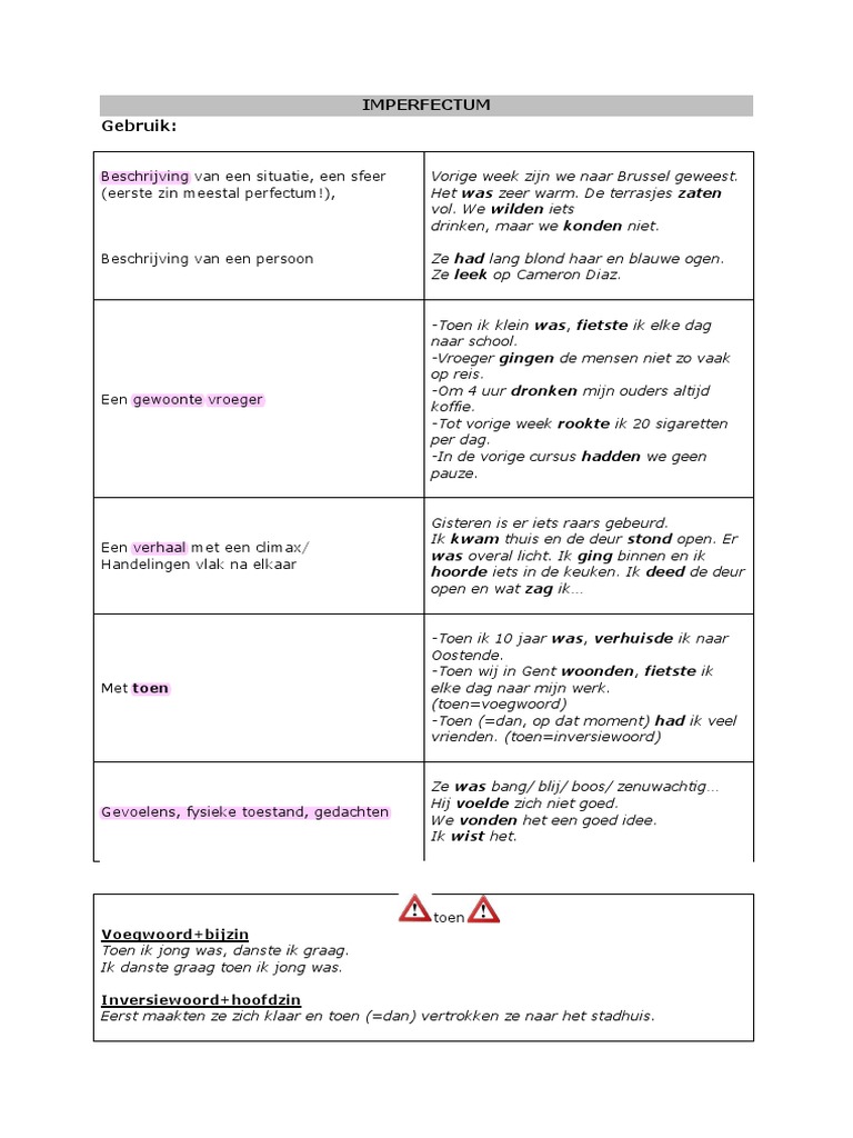 11 - Gebruik van het imperfectum en het perfectum | PDF