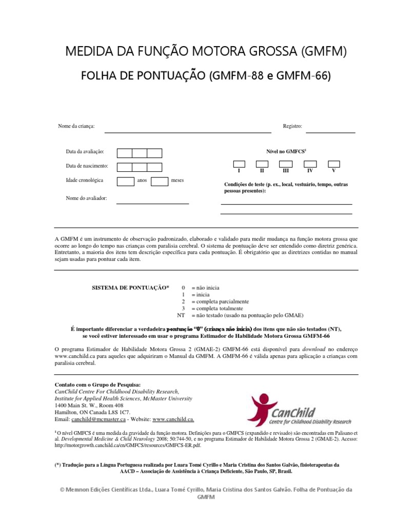 GMFM 88 | PDF | Função motora