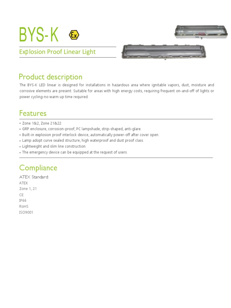 BYS-K Explosion Proof Lights | PDF | Electricity | Electrical Engineering