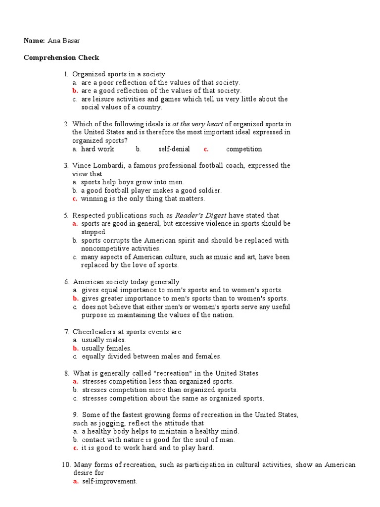 Sports Homework | Download Free PDF | Sports