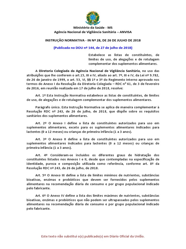 In 28 2018 Comp | Download grátis PDF | Vitamina | Ácido glutâmico In 28 2018 Comp | Download grátis PDF | Vitamina | Ácido glutâmico