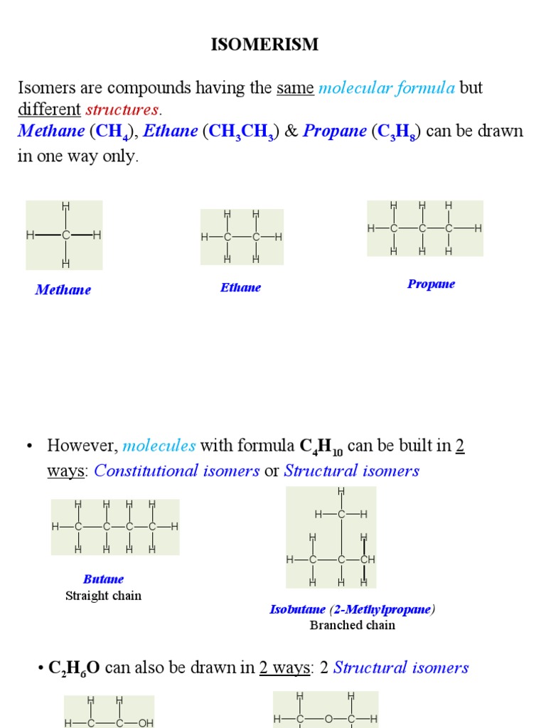 Org. Chem. (Chapter 1D)-isomerism | PDF | Alkane | Isomer