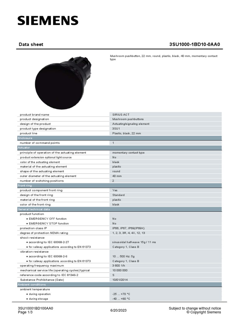 3SU10001BD100AA0 Datasheet en | PDF | Electrical Engineering | Electricity