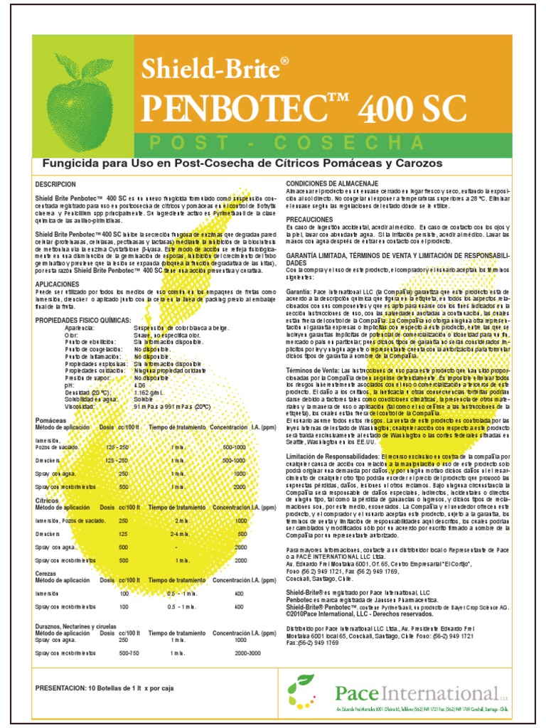 Ficha Técnica Shield Brite Penbotec 400 SC | PDF | Agua | Química