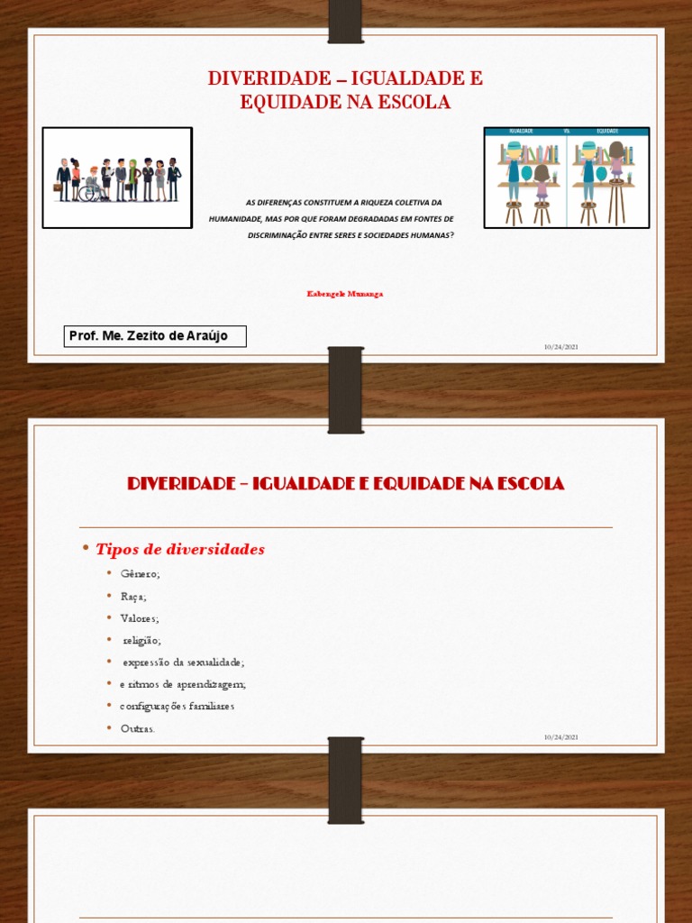 Diversidade - Desigualdade - Igualdade e Equidade | PDF | Igualdade de gênero | Estudos de Gênero