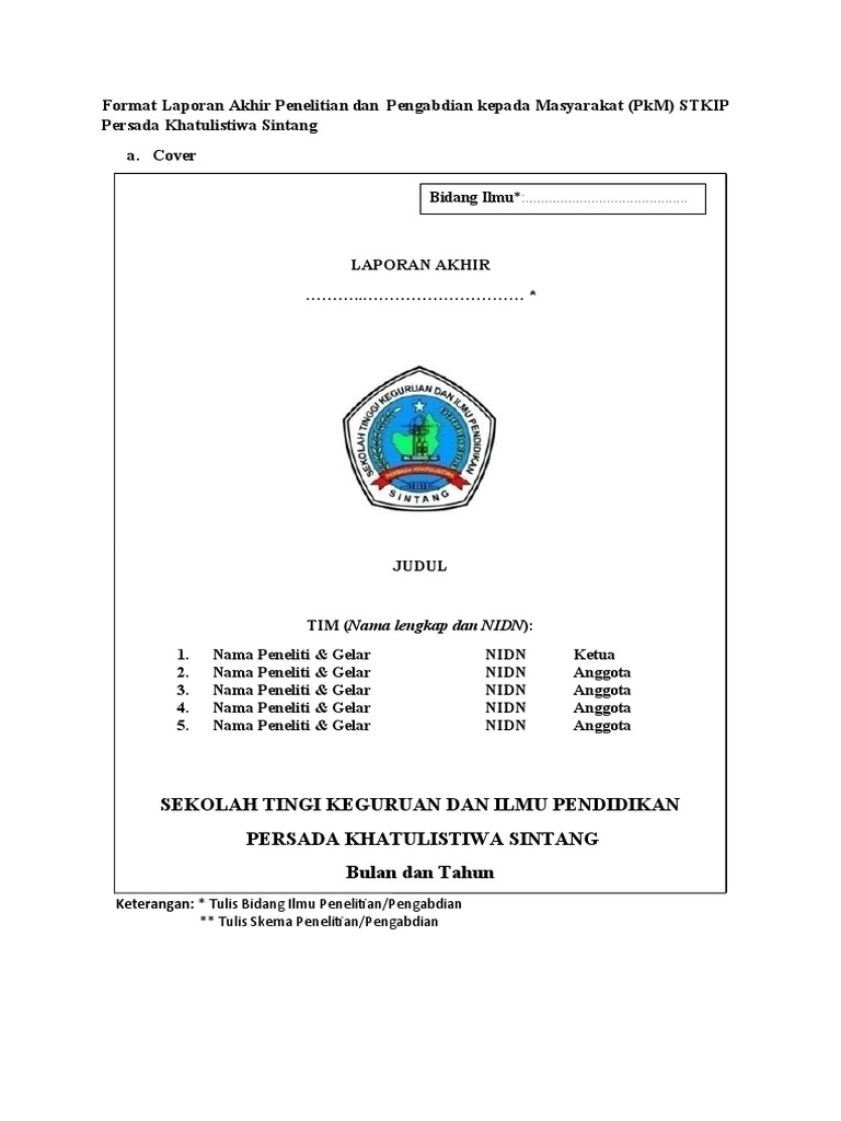Format Laporan Akhir Penelitian Dan Pengabdian Kepada Masyarakat Oke | PDF