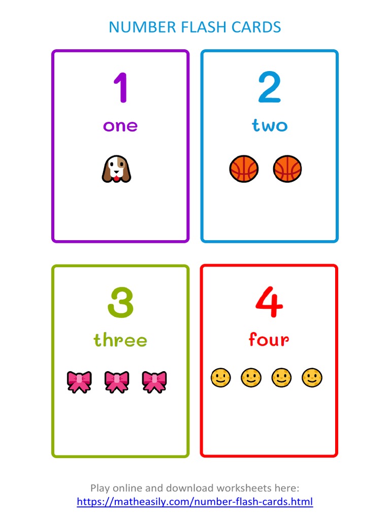 Number Flash Cards 1-100 | PDF