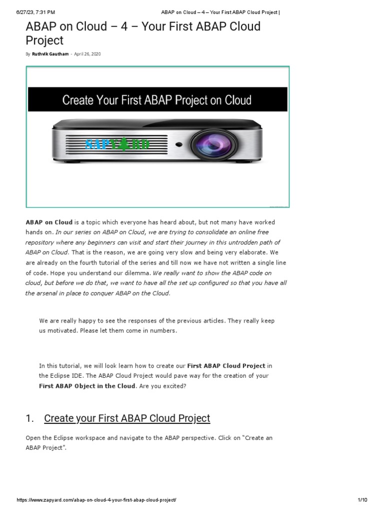 ABAP On Cloud - 4 - Your First ABAP Cloud Project | PDF | Computing | Software