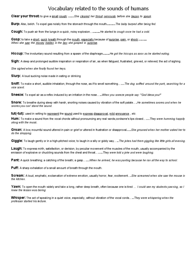 Vocabulary Related To Sounds of Humans | PDF | Clinical Medicine