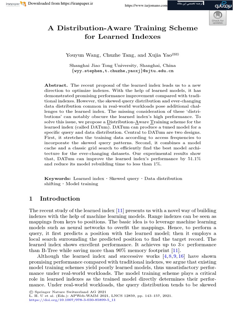 A Distribution-Aware Training Scheme For Learned Indexes | PDF | Data ... A Distribution-Aware Training Scheme For Learned Indexes | PDF | Data ...