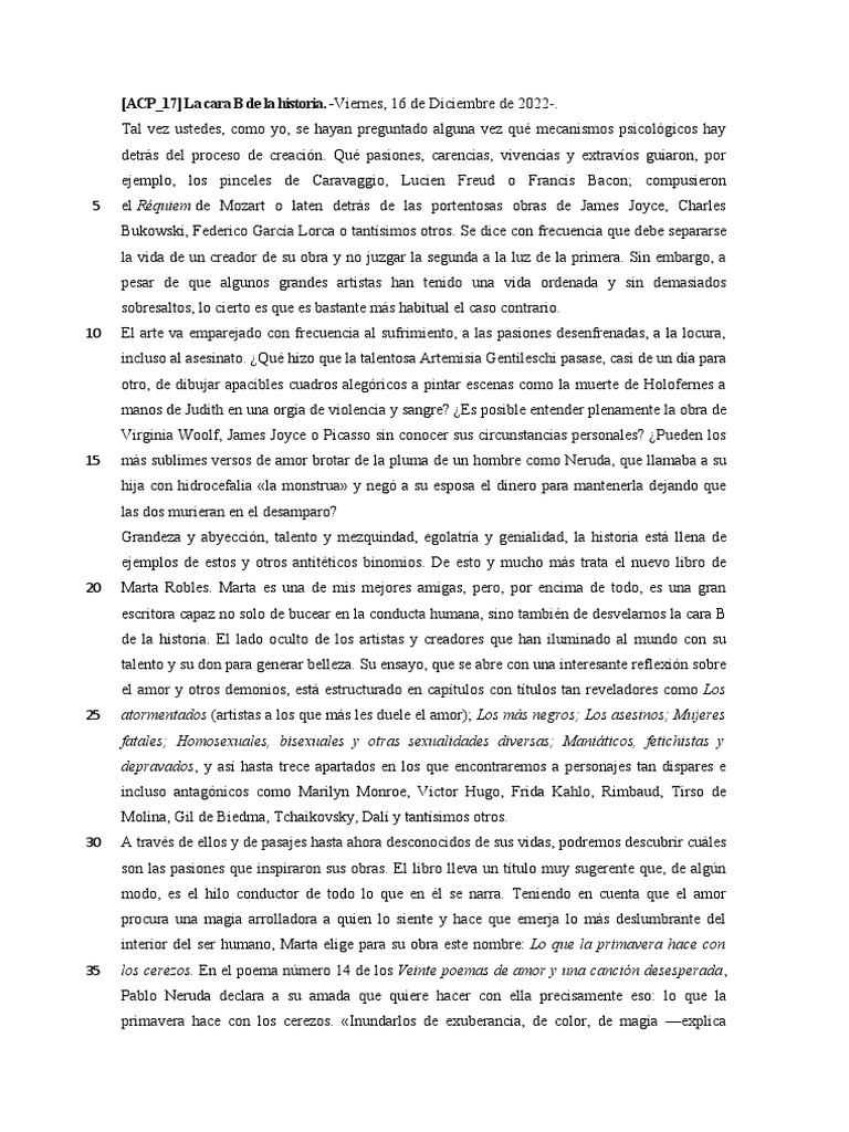 La Cara B de La Historia | PDF | Amor