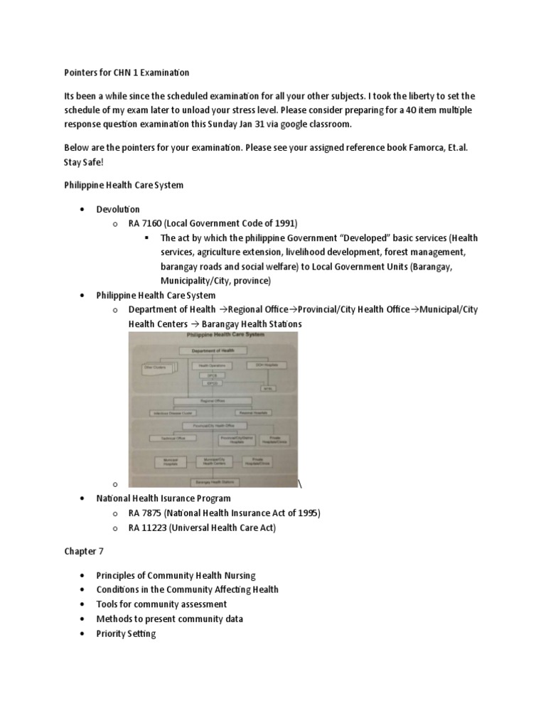 Pointers For CHN 1 Examination | PDF