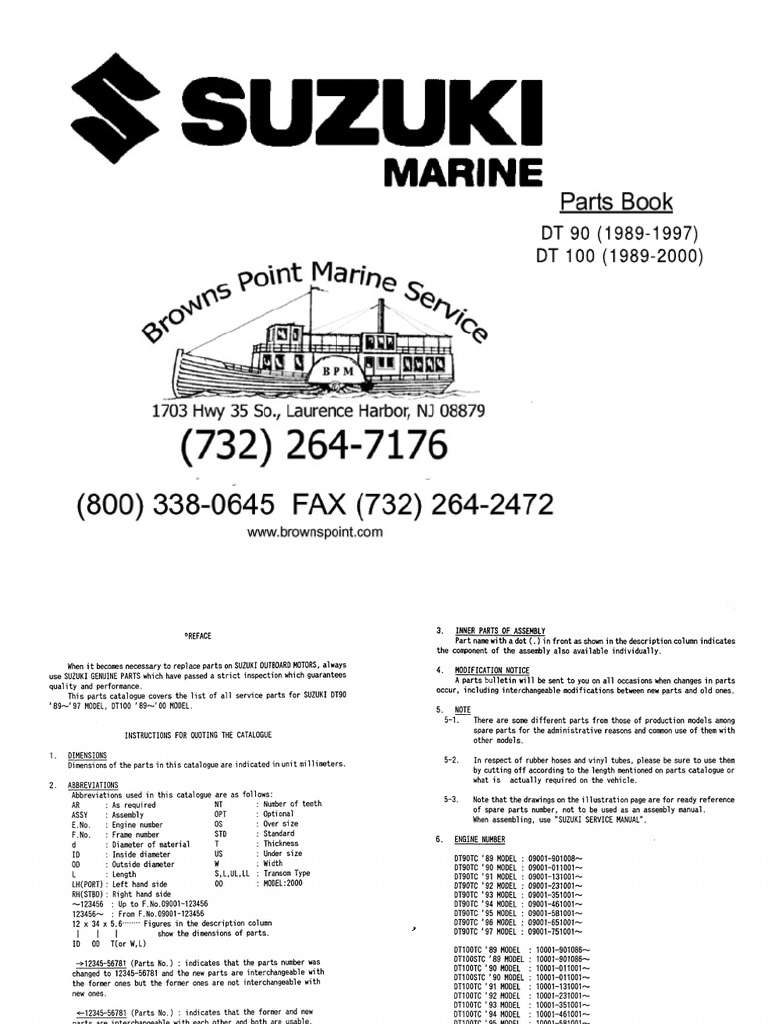 Suzuki DT90/100 Parts Catalogue | PDF | Piston | Carburetor