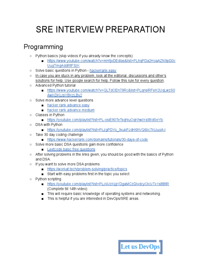 SRE Interview | PDF | Transmission Control Protocol | Computer Network