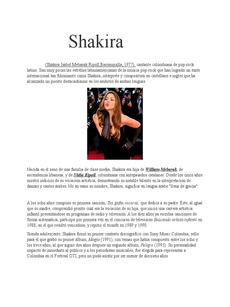 Shakira: Éxito Global del Pop Latino | PDF | Musica en español | Música pop