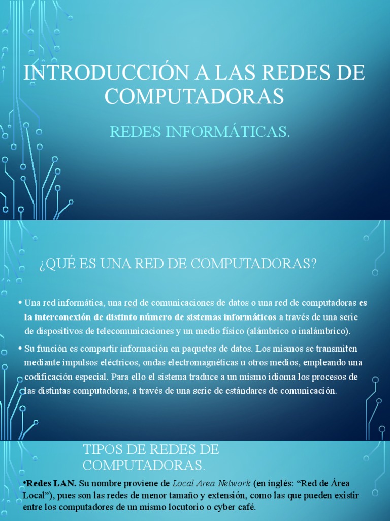 Introducción A Las Redes de Computadoras | PDF | Medio de transmision ...