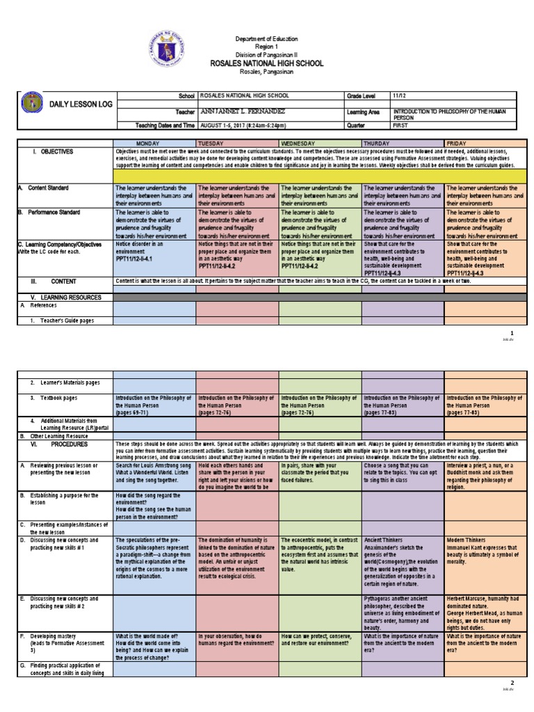 DLL Philo 9th Week | PDF | Learning | Nature